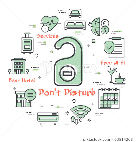 Vector hotel service square concept - Do not... - Stock Illustration ...