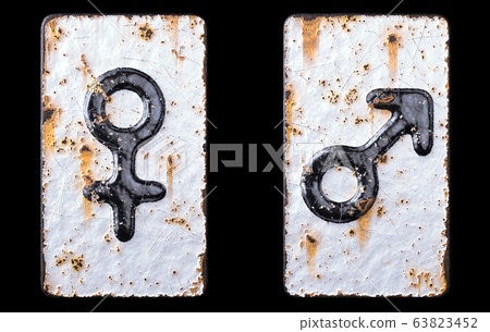 Set of symbols female and male made of forged... - Stock Illustration ...