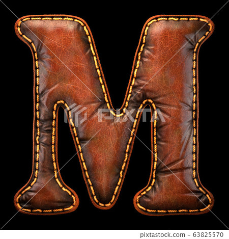 Leather letter M uppercase. 3D render font with... - Stock Illustration ...