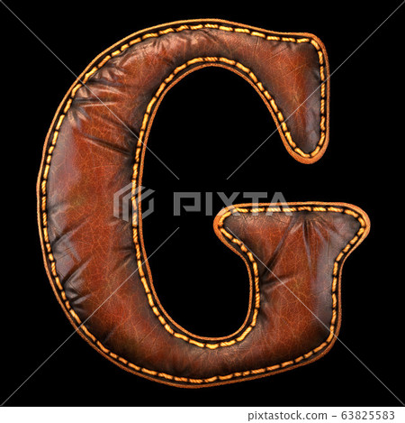 Leather letter G uppercase. 3D render font with... - Stock Illustration ...