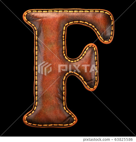 Leather letter F uppercase. 3D render font with... - Stock Illustration ...