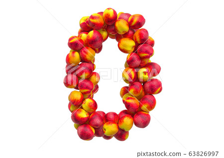 Number 0 from nectarines or peaches, 3D rendering - Stock Illustration ...