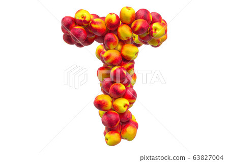 Letter T from nectarines or peaches, 3D rendering - Stock Illustration ...