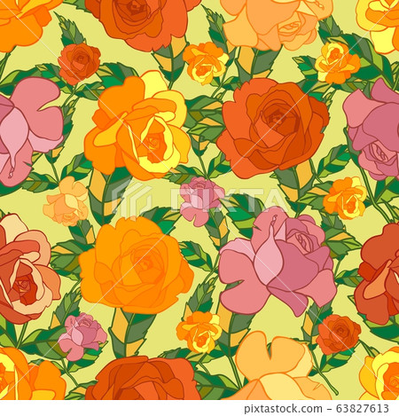 Abstract pattern of floral rows. Flowers and grass - Stock Illustration ...
