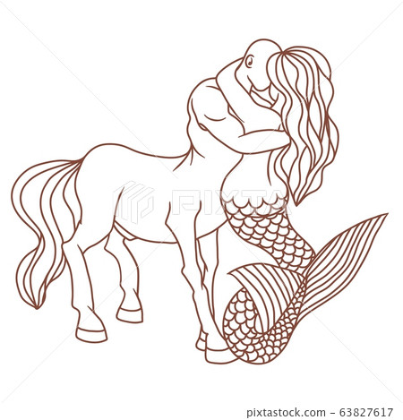 The mermaid and the centaur fell in love.... - Stock Illustration ...