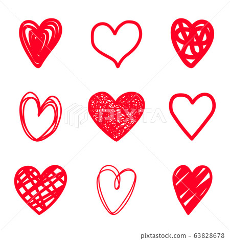 Red highlighter scribble hearts-插圖素材 [63828678] - PIXTA圖庫