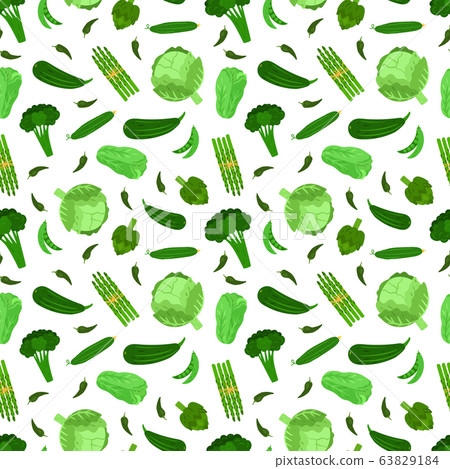 Green vegetables seamless pattern. Fresh food... - Stock Illustration [63829184] - PIXTA