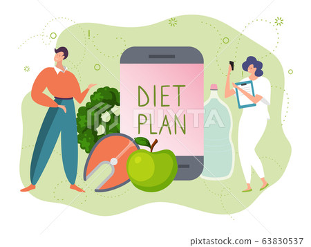 Diet plan app vector illustration, cartoon... - Stock Illustration ...