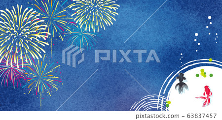 Fireworks and goldfish summer image background - Stock Illustration ...