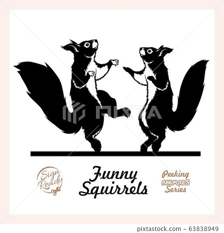 Two funny Squirrels dancing isolated on white - Stock Illustration ...