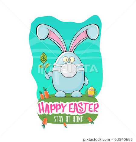 Happy easter stay at home greeting card with... - Stock Illustration ...
