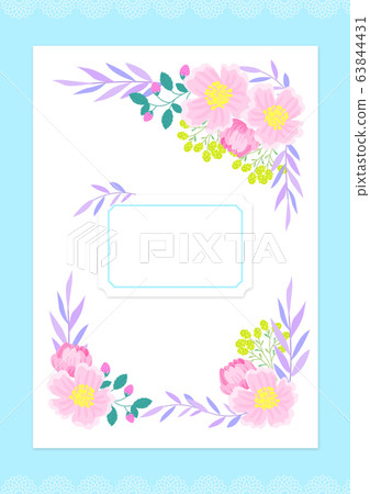 Colorful blooming flowers frame for card design... - Stock Illustration ...
