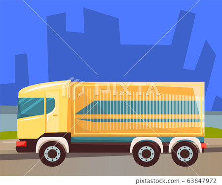 Delivery and Shipping of Cargo in City, Lorry - Stock Illustration ...