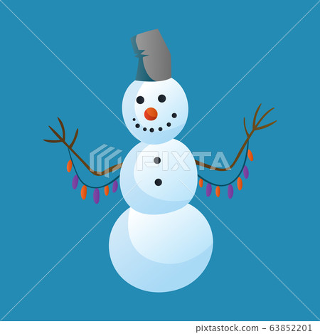 Snowman raising hands with top hat isolated on...-插圖素材 [63852201] - PIXTA圖庫