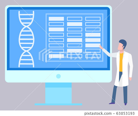 Medical Report DNA Helix Structure on Monitor - Stock Illustration ...
