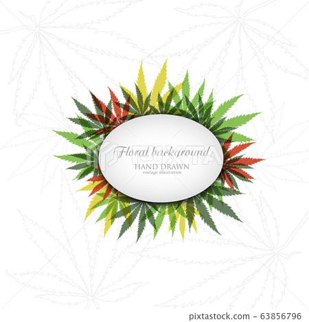 Cannabis plant frame background. Oval frame.... - Stock Illustration ...