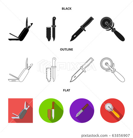 Isolated object of knife and cut symbol. Set of... - Stock Illustration ...