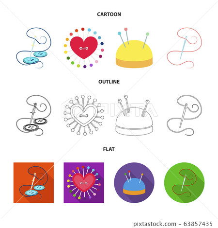 Vector design of pin and sewing icon. Set of... - Stock Illustration ...