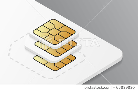 Mobile plastic SIM card mockup. Standard, micro... - Stock Illustration ...