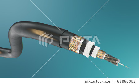3d illustration, concept of fiber optic cable... - Stock Illustration ...