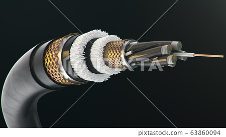 3d illustration, concept of fiber optic cable... - Stock Illustration ...