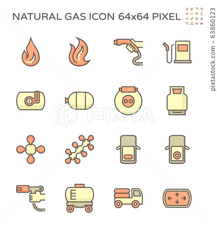 Natural gas and vehicle vector icon set design, - Stock Illustration ...