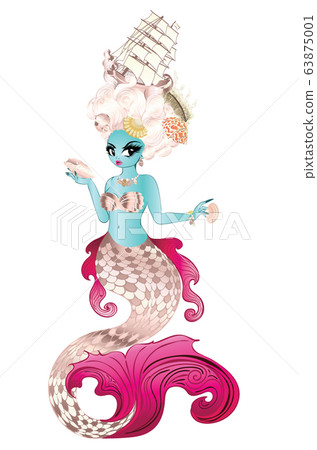 Mermaid with rococo hair - Stock Illustration [63875001] - PIXTA