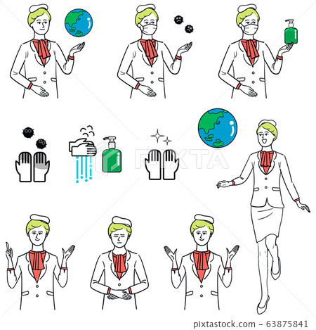 Hand wash icon and woman illustration set - Stock Illustration ...