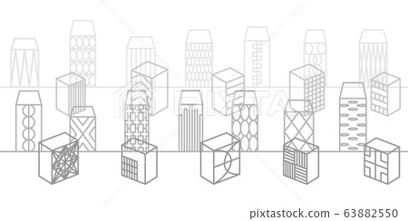 Building street line drawing - Stock Illustration [63882550] - PIXTA
