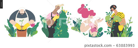 Gardening people, spring - Stock Illustration [63883993] - PIXTA