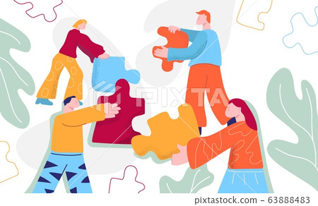 Cartoon people working together connecting...-插圖素材 [63888483] - PIXTA圖庫
