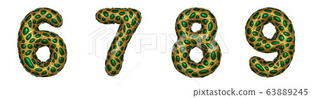 Number set 6, 7, 8, 9 made of realistic 3d... - Stock Illustration ...