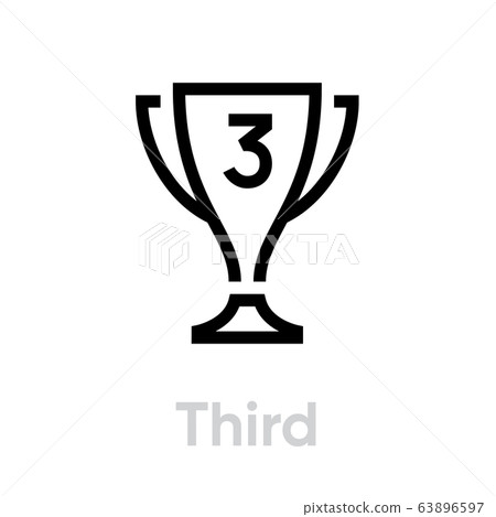 Third Cup icon. Editable line vector. - Stock Illustration [63896597 ...