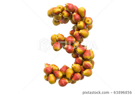 Number 3 from pears, 3D rendering - Stock Illustration [63896856] - PIXTA