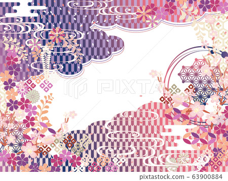 Japanese pattern sakura purple pink background - Stock Illustration ...