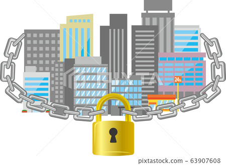 Image illustration of city blockade - Stock Illustration [63907608] - PIXTA