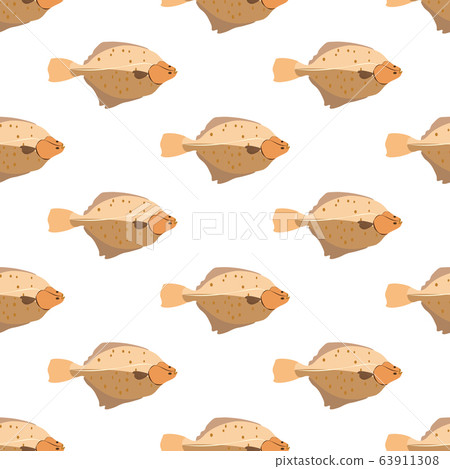 Flounder fish seamless pattern-插圖素材 [63911308] - PIXTA圖庫