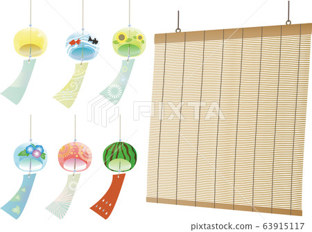Wind chimes summer curtains set - Stock Illustration [63915117] - PIXTA