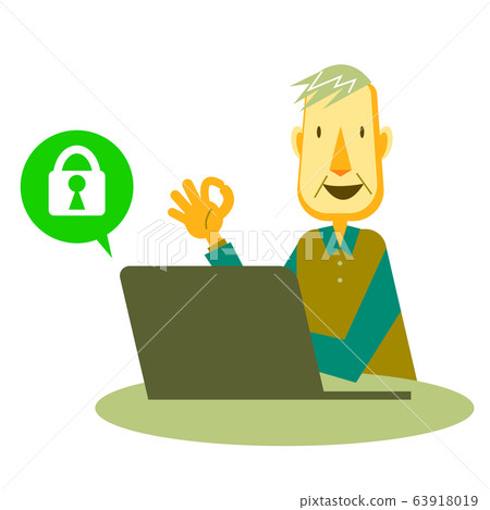 Senior man computer security - Stock Illustration [63918019] - PIXTA
