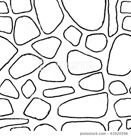 Stones handdrawn seamless black and white... - Stock Illustration ...