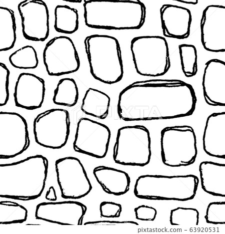Stones handdrawn seamless black and white... - Stock Illustration ...