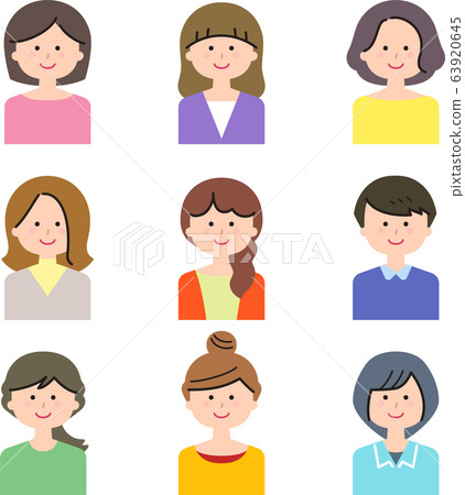 Woman smile icon set - Stock Illustration [63920645] - PIXTA