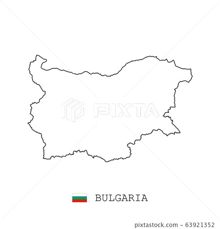 Bulgaria map line, linear thin vector. Bulgaria... - Stock Illustration ...