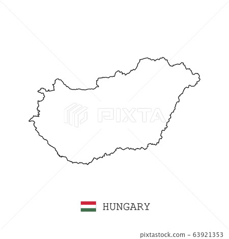 Hungary map line, linear thin vector. Hungary... - Stock Illustration ...