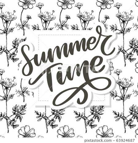 Green summer time letter flowers in modern style - Stock Illustration ...