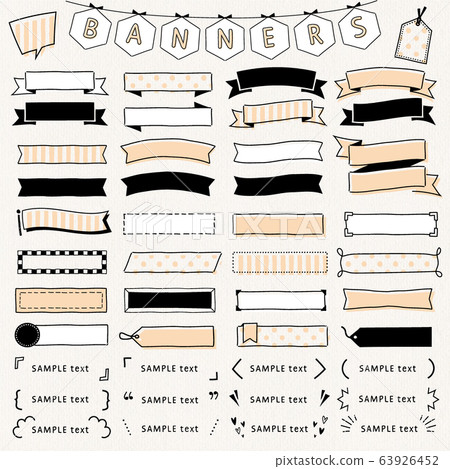 Hand painted banner frame ribbon symbol... - Stock Illustration ...