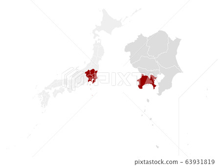 [Kanagawa Prefecture] Kanto Region Japan - Stock Illustration [63931819 ...