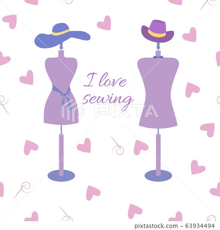 Vector seamless repeating pattern with sewing - Stock Illustration ...