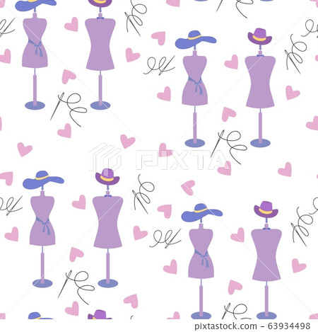 Vector seamless repeating pattern with sewing - Stock Illustration ...