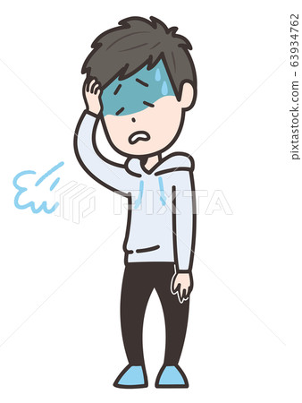Male sighing pose illustration - Stock Illustration [63934762] - PIXTA